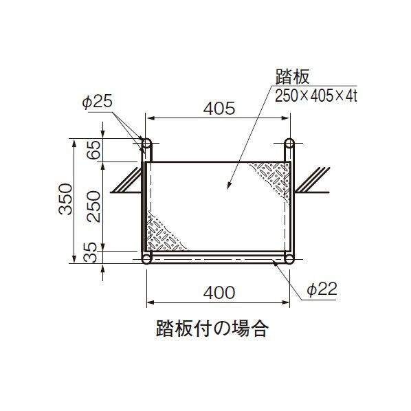 杉田エース ローレット付 L=1700KUステップBK式 27A本体 踏板付 A:300、B:250、C:50 241829 1台 (杉田 ...