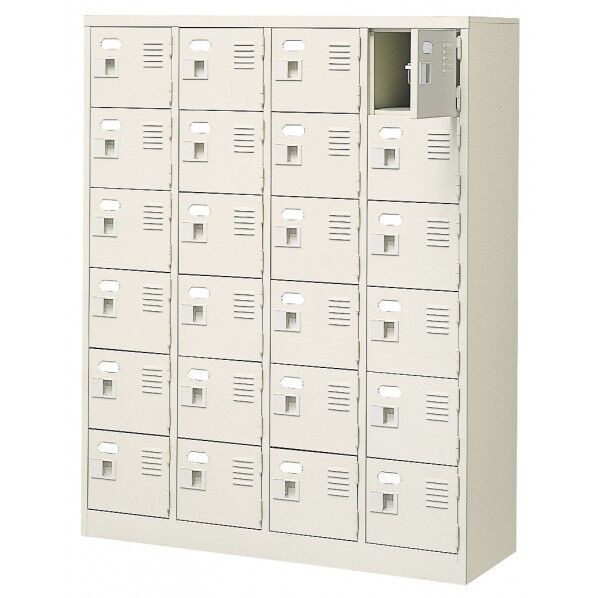 BST4-6WN 扉付 シューズボックス 鍵無 4列6段(24人用) セミホワイト 1台(三島精器)｜トラノテ