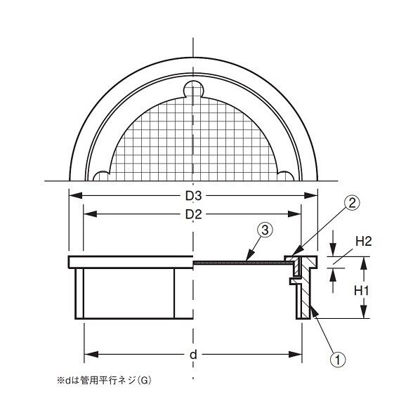 アウス 脱着式防虫目皿(内ネジ) D-3BZ-E 150 1個 (アウス)｜トラノテ